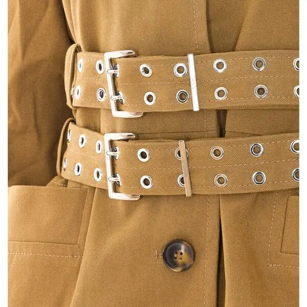 GANNI Trench Coat In Double Cotton - Brown