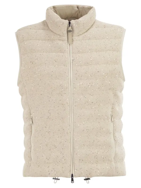 Brunello Cucinelli Padded Cotton Waistcoat With Sequins And Precious Details - Multicolor