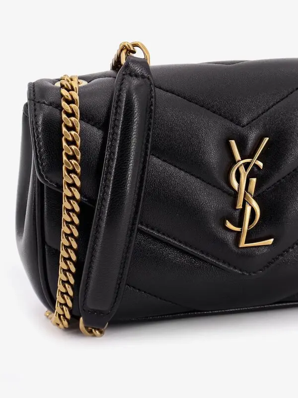 Saint Laurent Loulou Mini Leather Crosbody Bag With Chevron Stitching - Multicolor