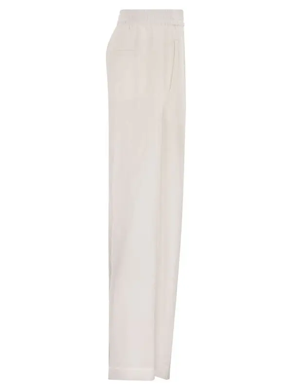 Brunello Cucinelli Loose Track Trousers In Cotton Organza - White