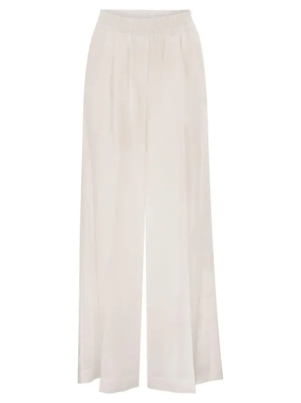Brunello Cucinelli Loose Track Trousers In Cotton Organza - White