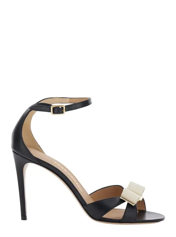 FERRAGAMO Leather Bow High Heel Sandal - Multicolor