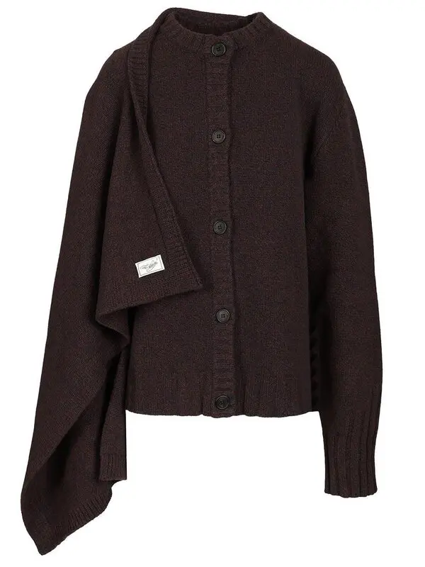 Attico Cardigan With Draped Details - Brown