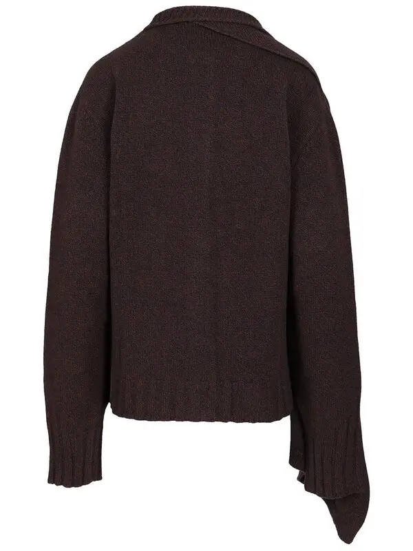 Attico Cardigan With Draped Details - Brown