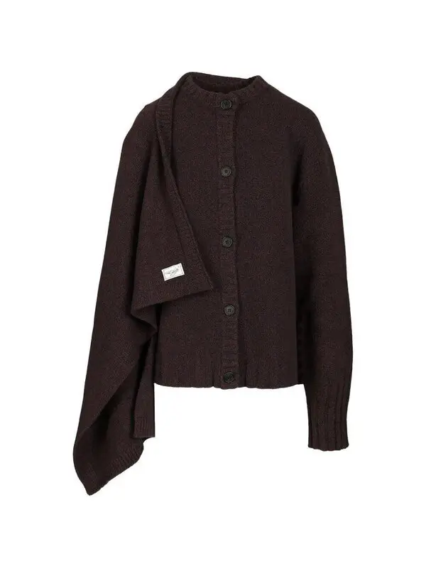 Attico Cardigan With Draped Details - Brown