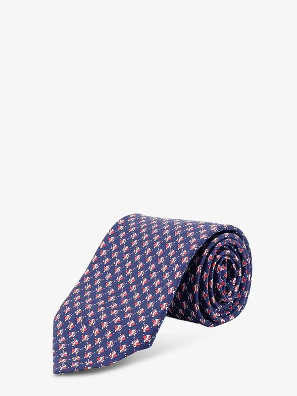 FERRAGAMO Cyrus Silk Tie With Shark Print - Multicolor