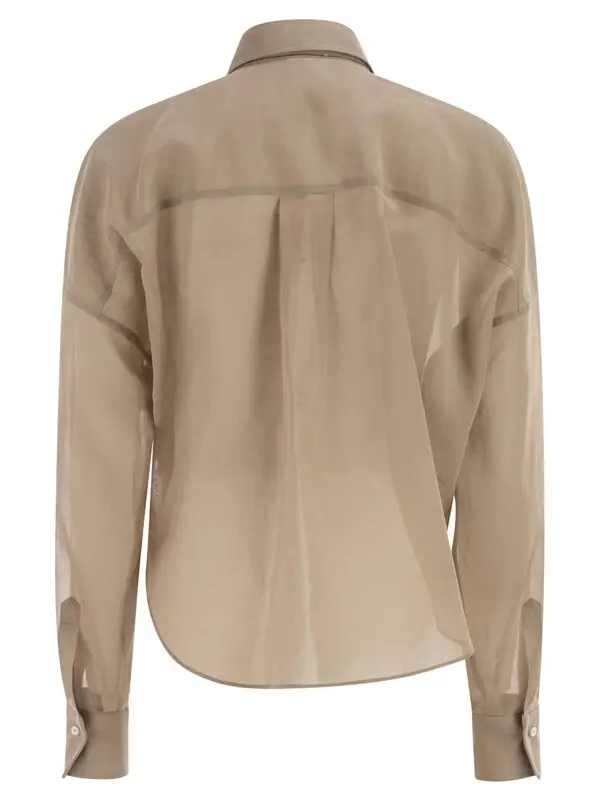 Brunello Cucinelli Cotton Sheer Tie-front Shirt