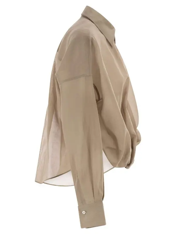 Brunello Cucinelli Cotton Sheer Tie-front Shirt