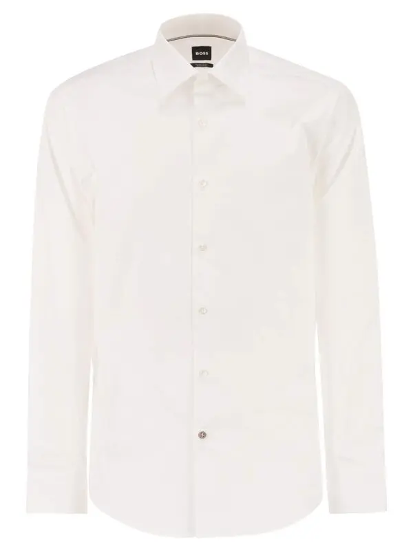 BOSS Regular Fit Shirt In Easy-iron Cotton Poplin - White