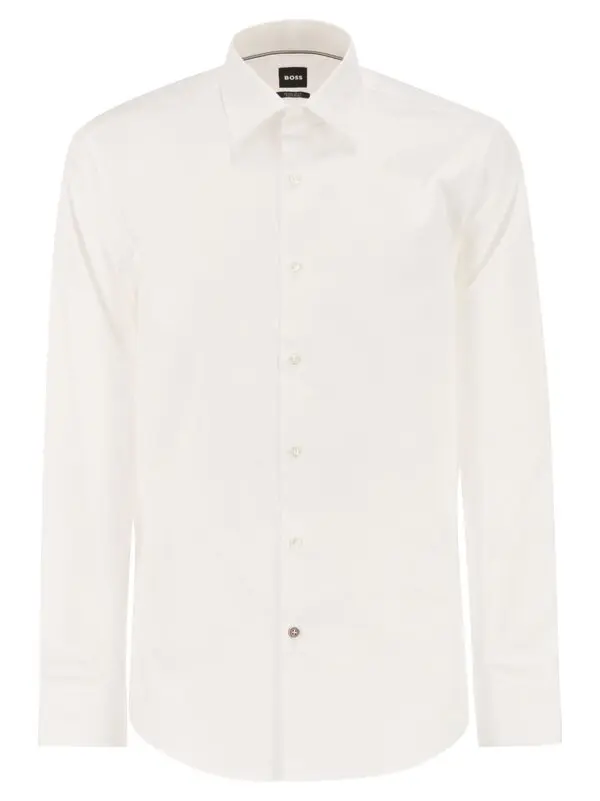 BOSS Regular Fit Shirt In Easy-iron Cotton Poplin - White
