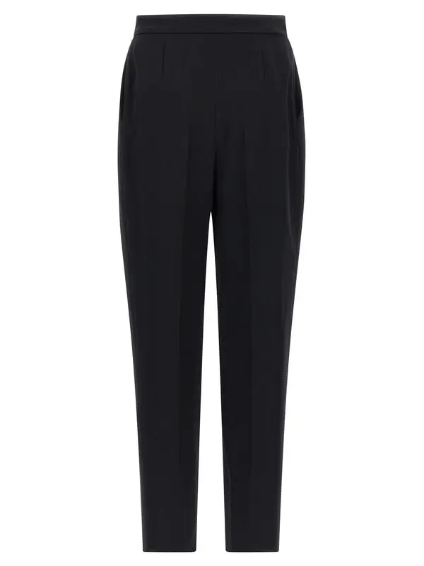 Balmain High Waist Wool Trousers - Black