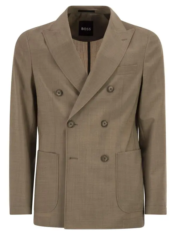 BOSS Double-breasted Blazer In Virgin Wool