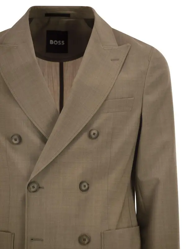 BOSS Double-breasted Blazer In Virgin Wool
