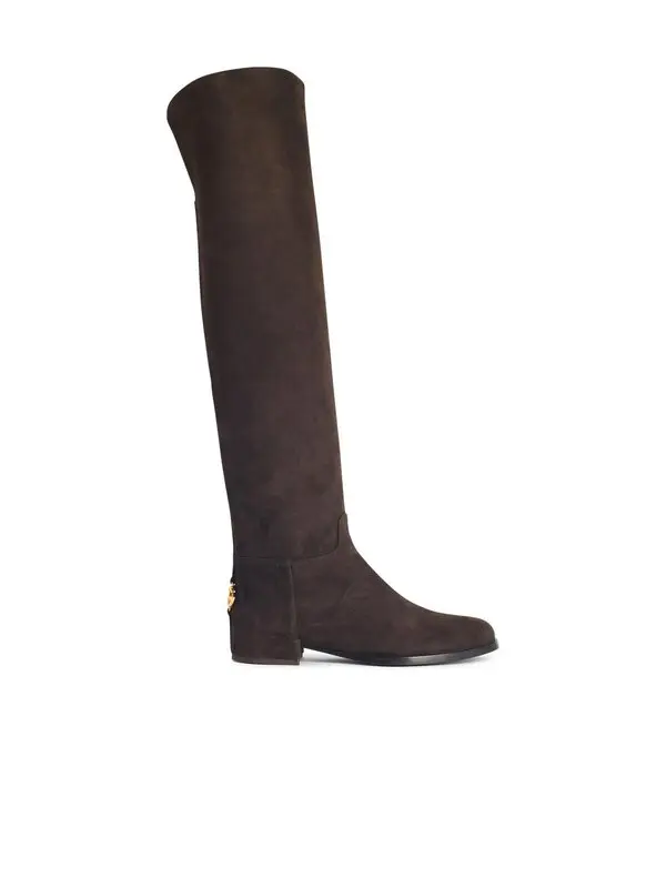 Dolce & Gabbana Ebony Suede Boots - Brown