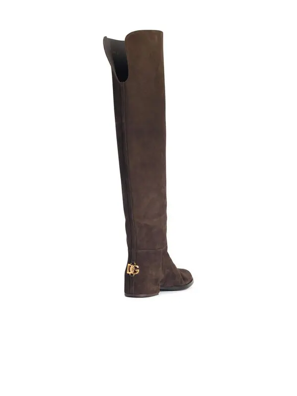 Dolce & Gabbana Ebony Suede Boots - Brown