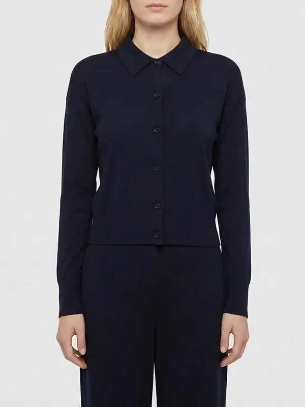 Max Mara Polo Cardigan In Virgin Wool - Blue