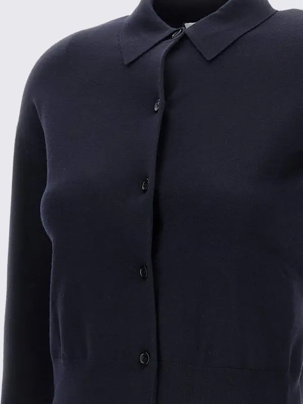 Max Mara Virgin Wool Polo Cardigan - Blue