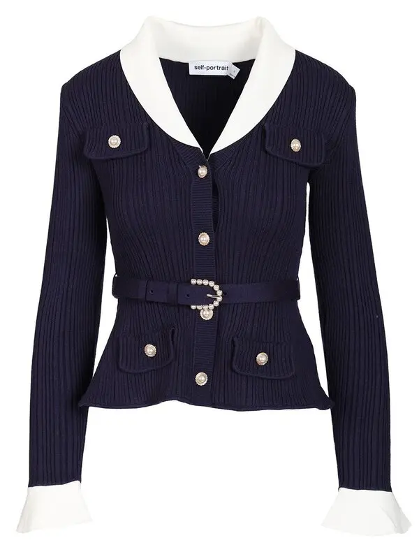 SELF-PORTRAIT Ribbed Cardigan