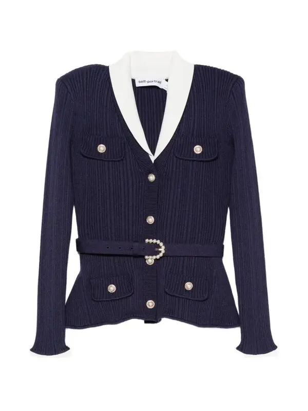 SELF-PORTRAIT Ribbed Cardigan