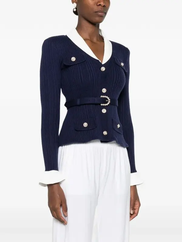 SELF-PORTRAIT Ribbed Cardigan