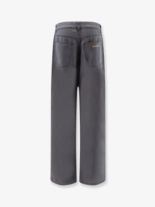 Miu Miu Grey Light Denim Trousers - Multicolor