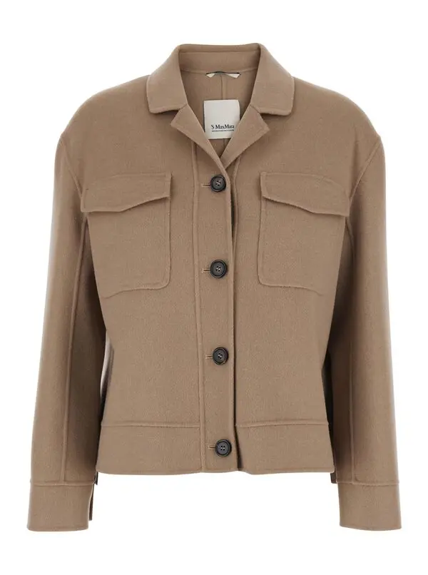 Max Mara S 'simona' Beige Jacket With Notched Revers And Two Patch Pockets On The Front In Wool For - Multicolor