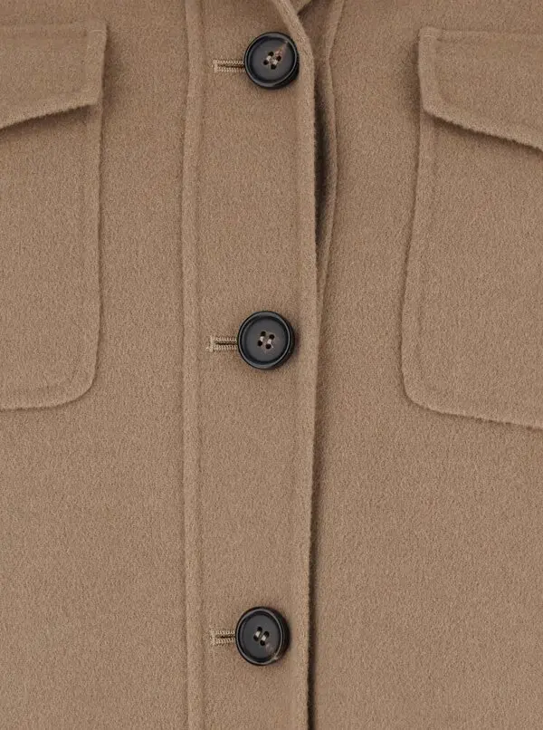 Max Mara S 'simona' Beige Jacket With Notched Revers And Two Patch Pockets On The Front In Wool For - Multicolor
