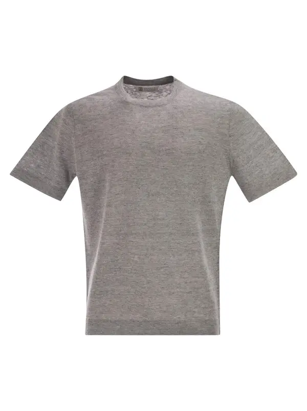 Brunello Cucinelli Linen And Cotton Crew Neck T-shirt - Gray