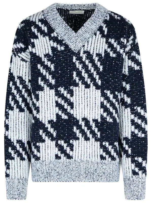 Dries Van Noten And Navy 'macao' Wool And Alpaca Sweater