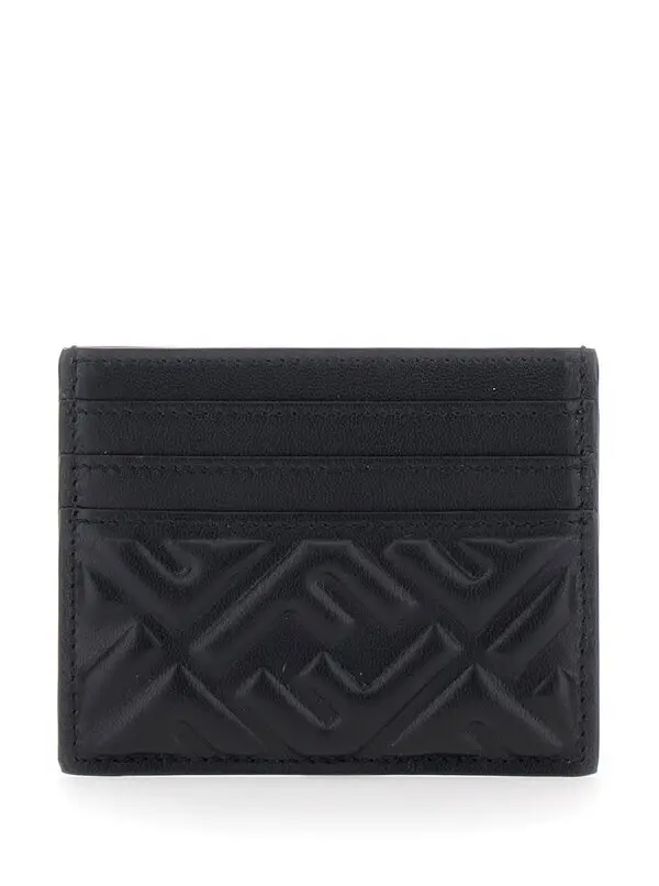 Fendi Card Holder With Ff Motif In Leather For - Black