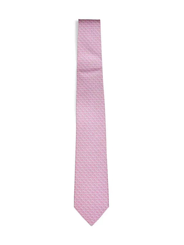 FERRAGAMO Pink Gancini Silk Twill Cerchio Tie