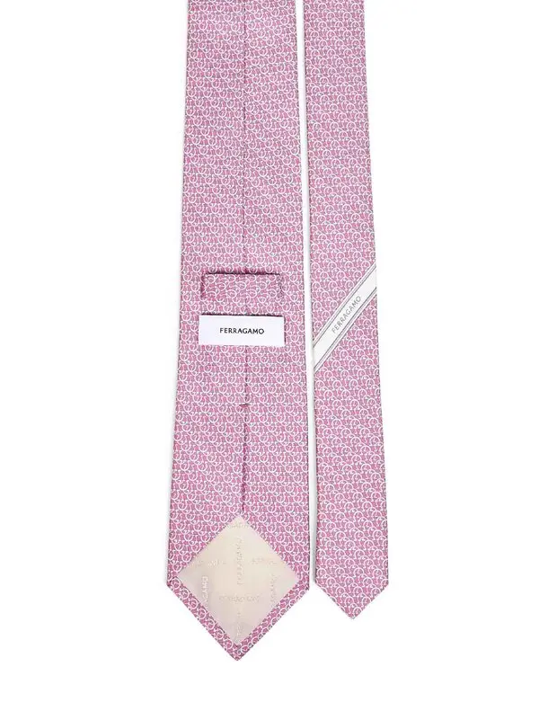 FERRAGAMO Pink Gancini Silk Twill Cerchio Tie