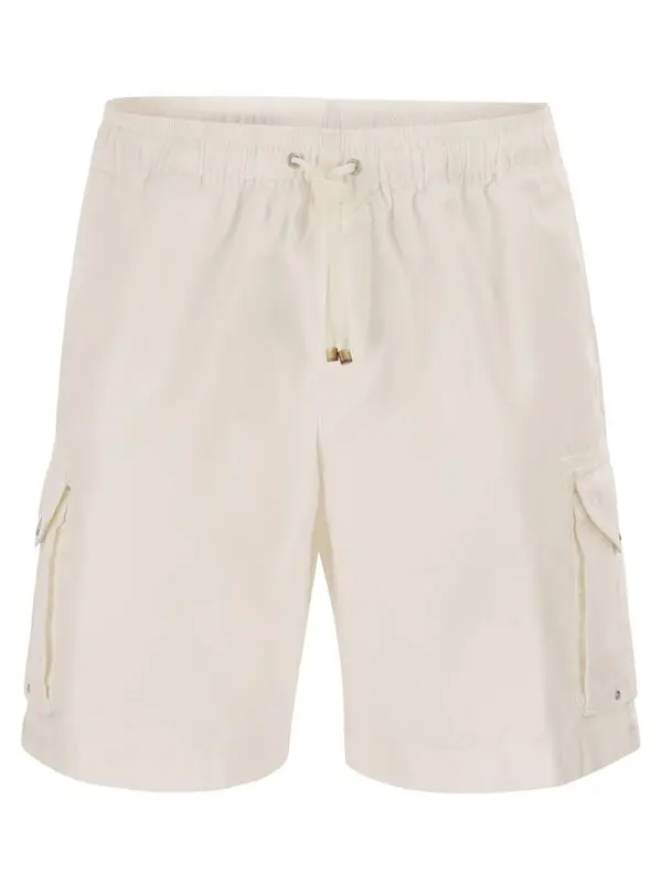 Brunello Cucinelli Garment-dyed Cotton Gabardine Bermuda Shorts - White