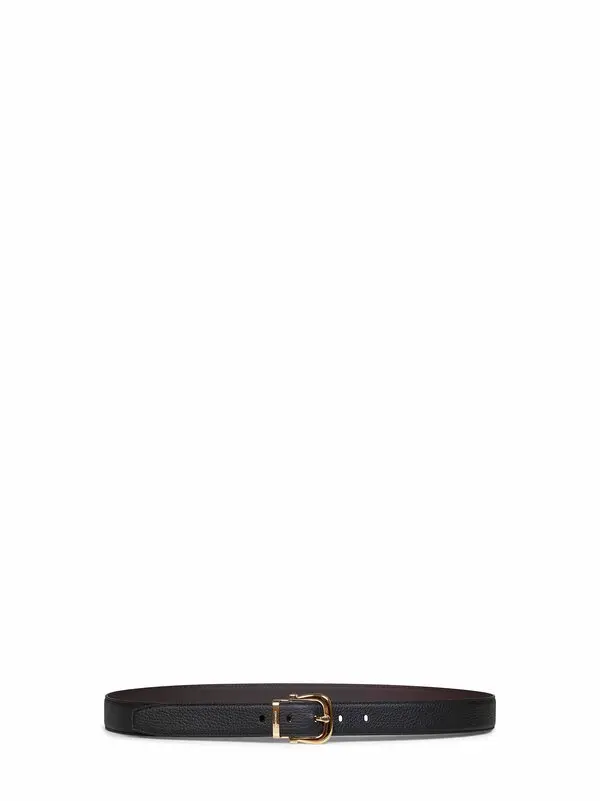 FERRAGAMO Black And Dark Brown Reversible Gancini Belt