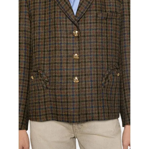 BLAZÉ MILANO Checked Virgin Wool Blazer - Brown