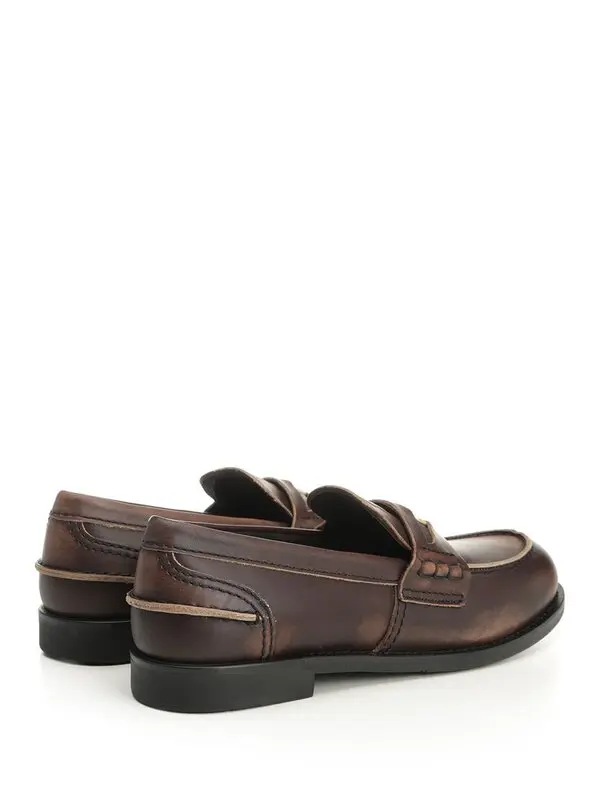 Miu Miu Vintage Effect Leather Moccasins