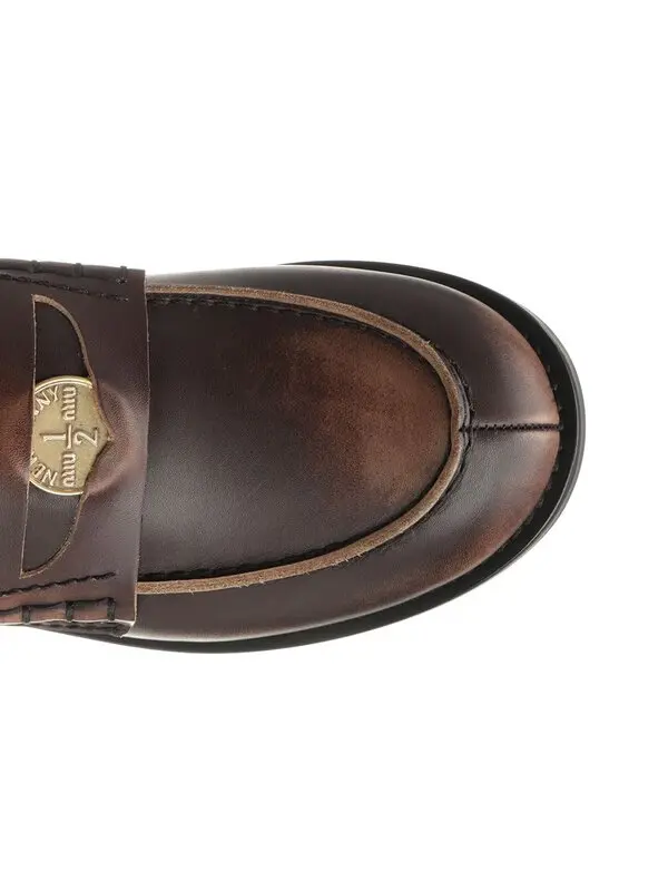 Miu Miu Vintage Effect Leather Moccasins