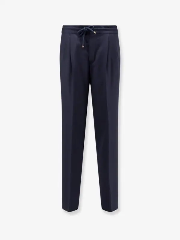 Brunello Cucinelli Virgin Wool Trousers With Adjustable Drawstring - Multicolor