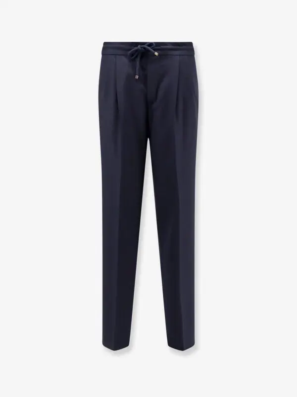 Brunello Cucinelli Virgin Wool Trousers - Dark Blue