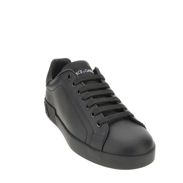 Dolce & Gabbana Portofino Leather Sneakers - Black