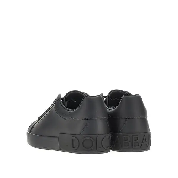Dolce & Gabbana Portofino Leather Sneakers - Black