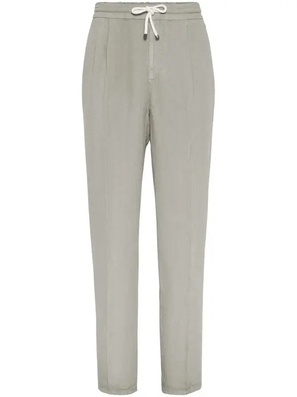 Brunello Cucinelli Tapered Trousers With Drawstring - Brown