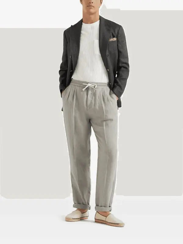 Brunello Cucinelli Tapered Trousers With Drawstring - Brown