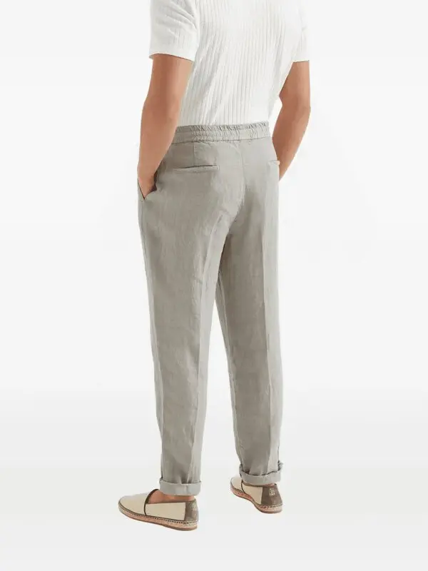 Brunello Cucinelli Tapered Trousers With Drawstring - Brown