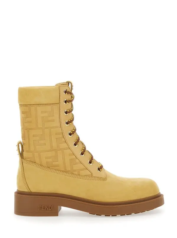 Fendi Leather Combat Boots - Multicolor