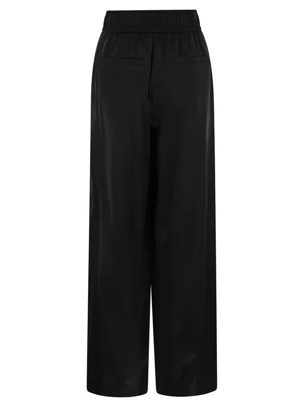 Brunello Cucinelli Stretch Silk Satin Track Trousers - Black