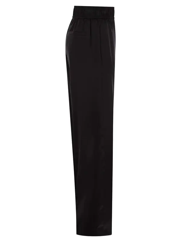 Brunello Cucinelli Stretch Silk Satin Track Trousers - Black