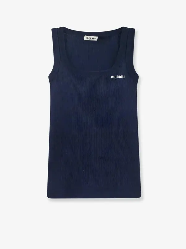 Miu Miu Ribbed Cotton Tank Top