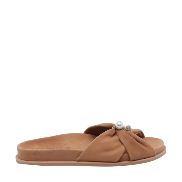 JIMMY CHOO Suede Raffia Flat Sandals - Brown