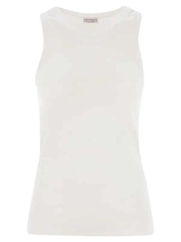 Brunello Cucinelli Ribbed Jersey Top - White